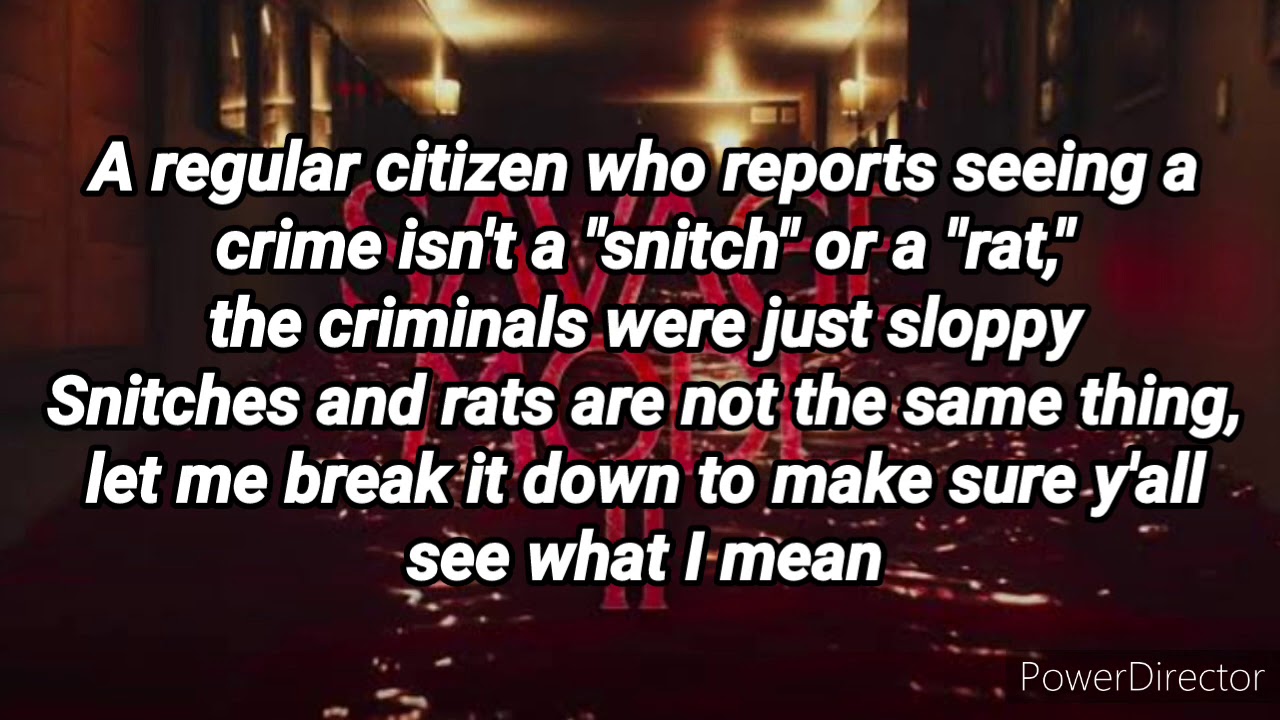21 Savage-Snitches & Rats (Interlude) ft Metro Boomin' (lyrics) - YouTube