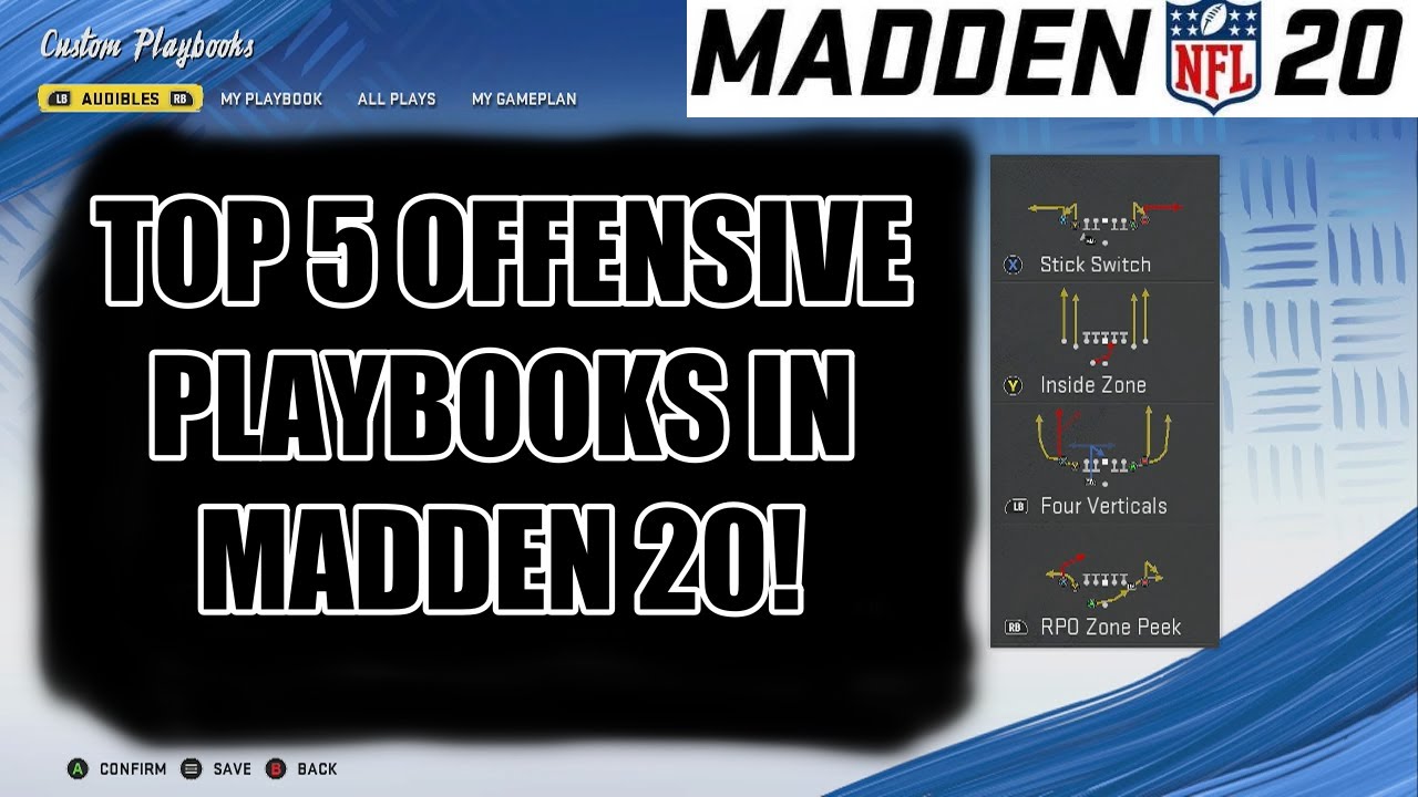 TOP 5 OFFENSIVE PLAYBOOKS IN MADDEN 20! UNSTOPPABLE FORMATIONS AND ...