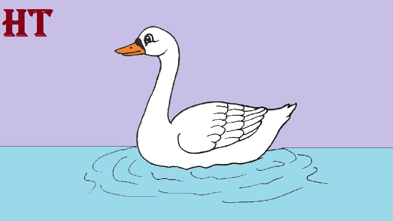 Swan Drawing cute and easy || How to draw a Swan Step by Step - YouTube