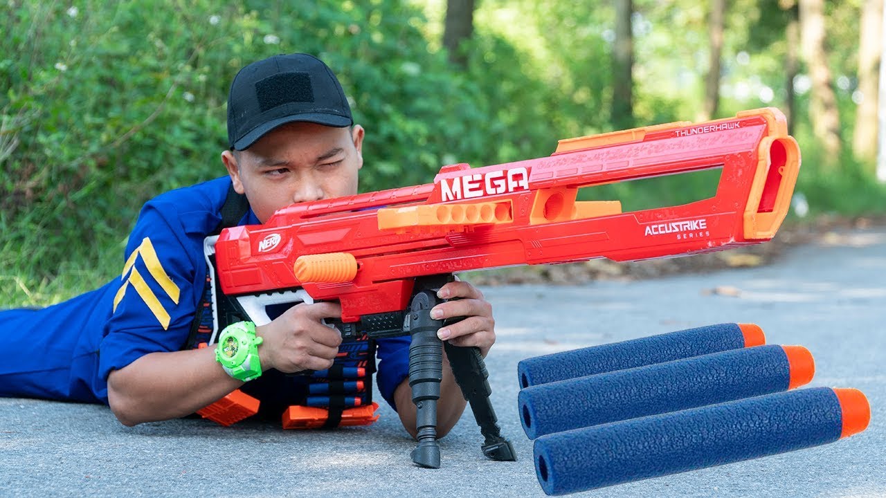Battle Nerf War: Salesman & Blue Police Nerf Guns Robbers Group DRAGON ...