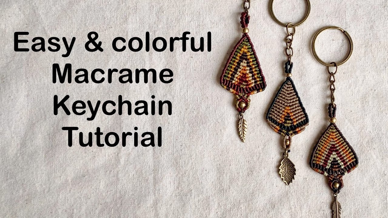 Easy & colorful macrame keychain tutorial - YouTube