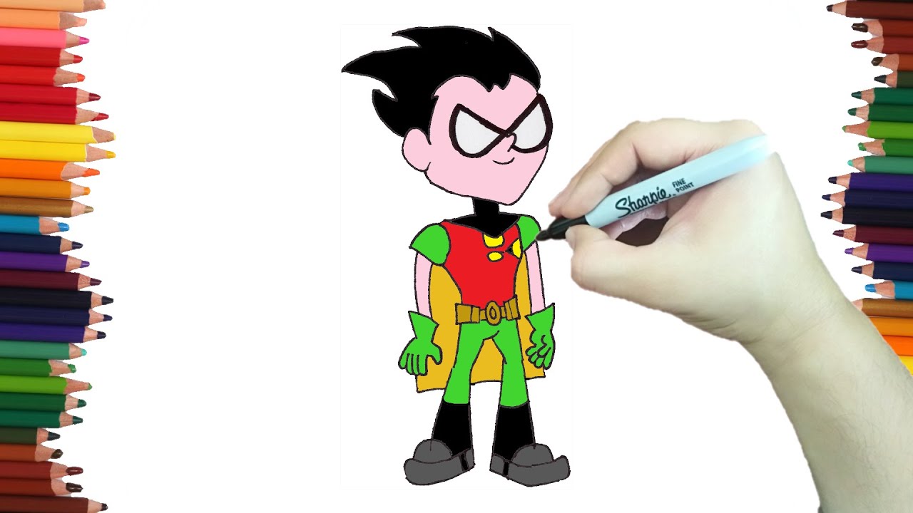 Como dibujar a ROBIN DE LOS JOVENES TITANES EN ACCION paso a paso y MUY ...
