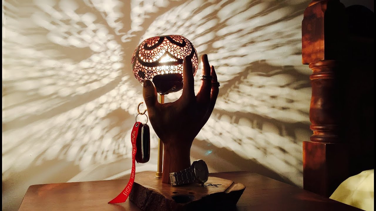 World's First Hand-shaped Table Lamp from Coconut and Mahogany ( DIY ...