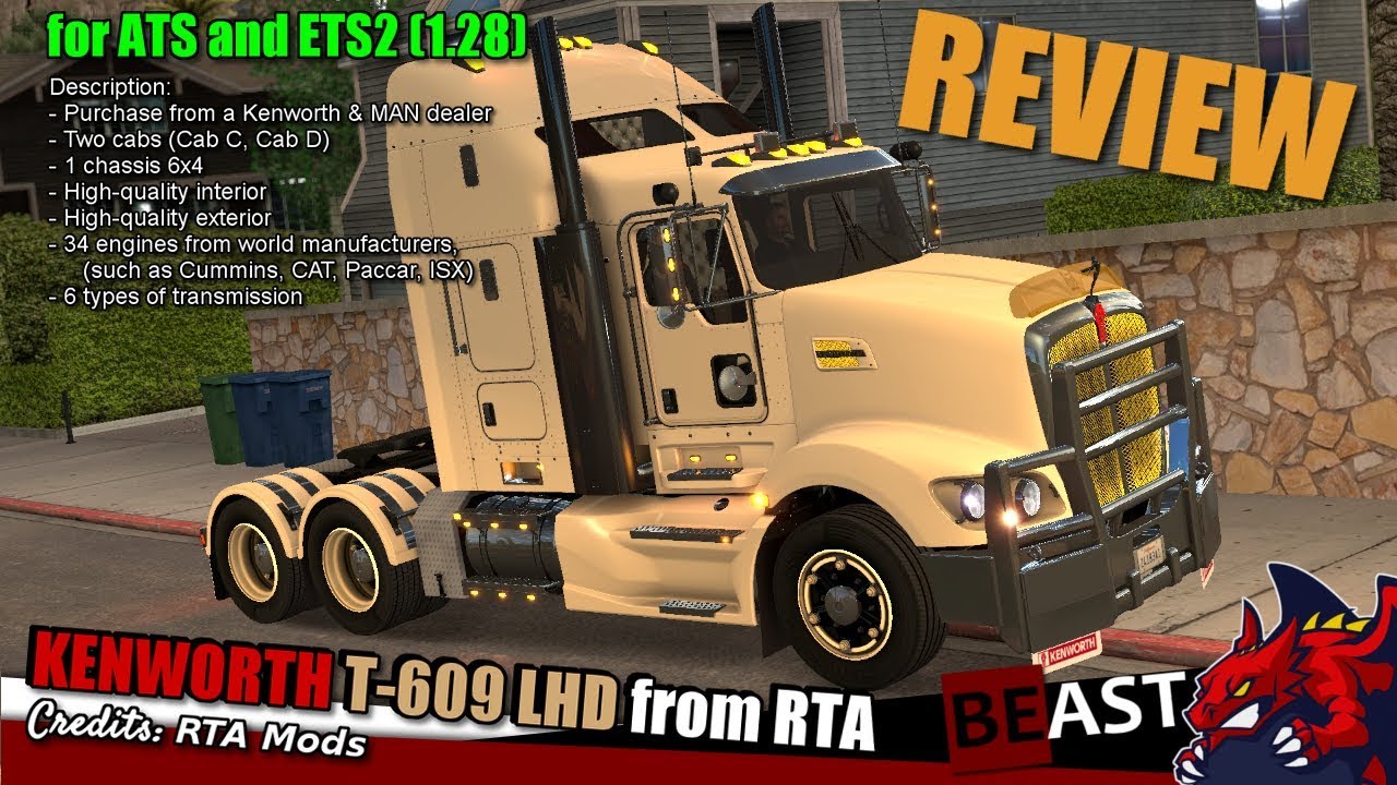 ETS2 & ATS | truck mod "KENWORTH T-609 LHD from RTA mod" - review - YouTube