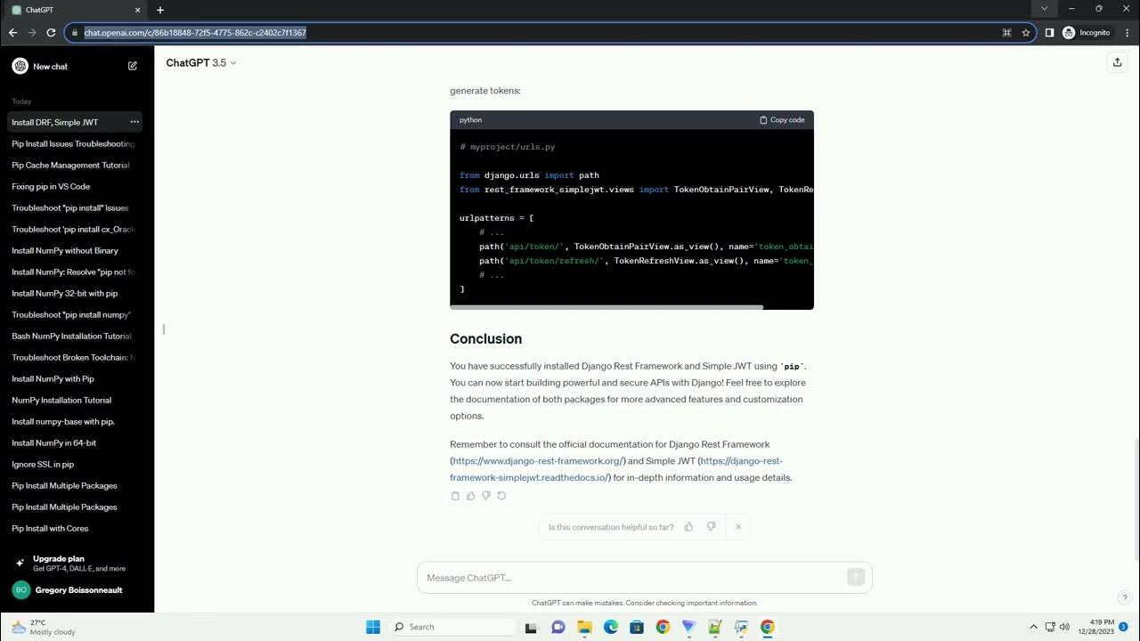 pip install rest framework simple jwt - YouTube