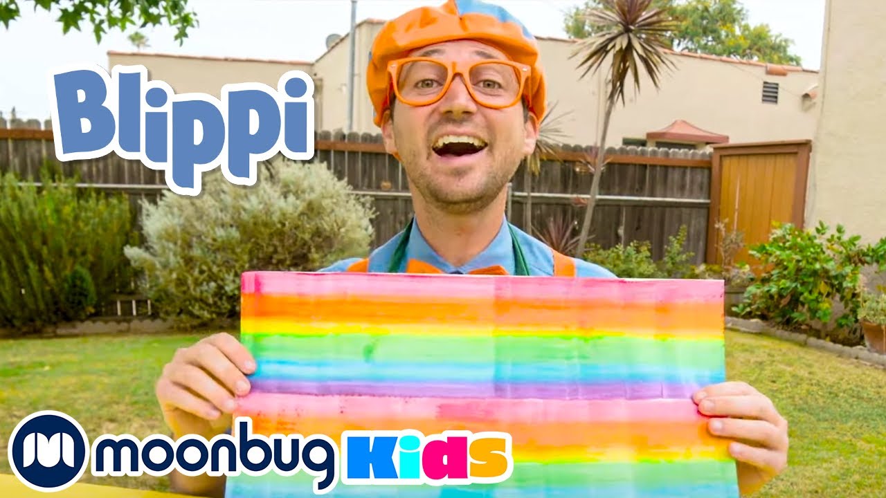 Blippi Creates Spin Art & Paints! Spin Art | Learns Rainbow Colors For ...