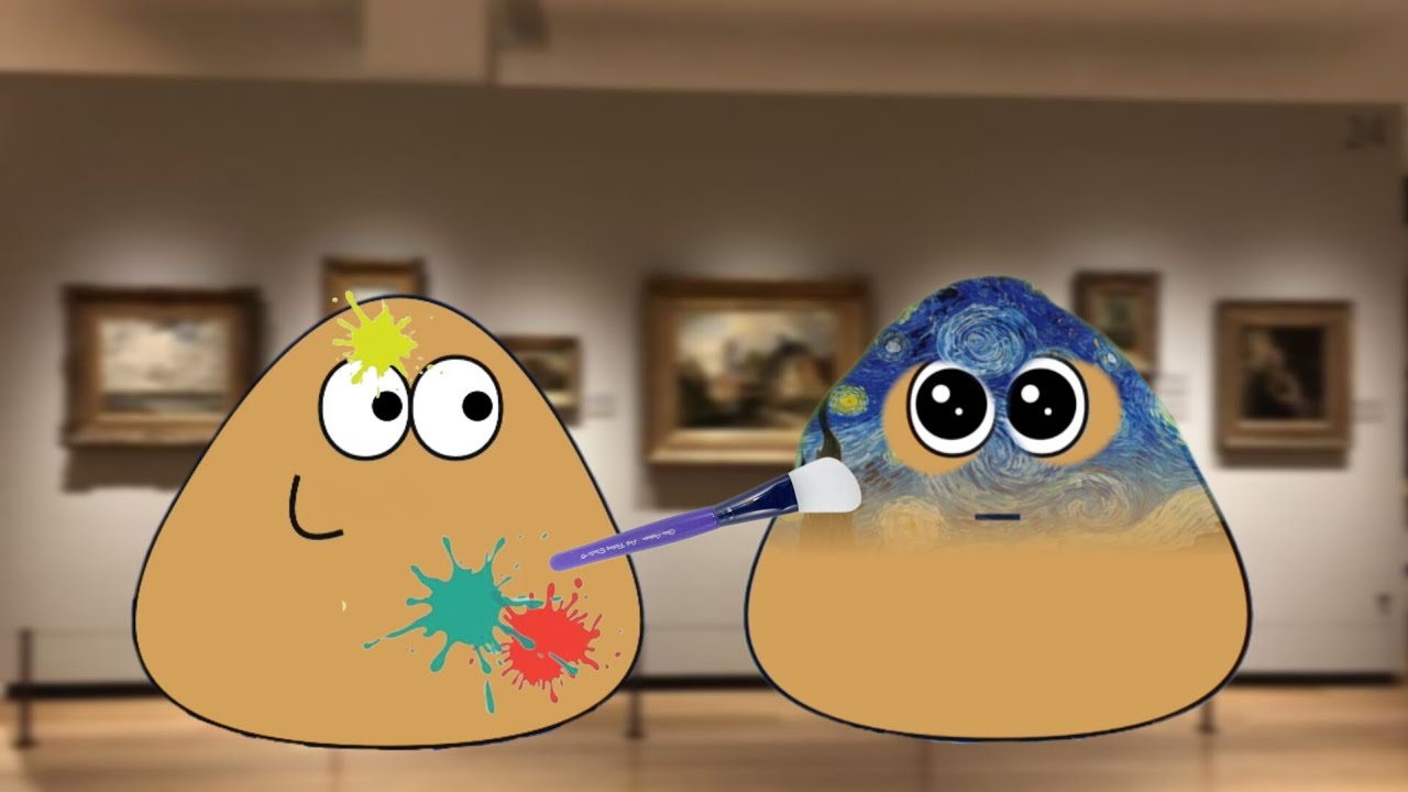 Poo is putting makeup on another Poo 🎨 (Pou is Van Gogh) - YouTube