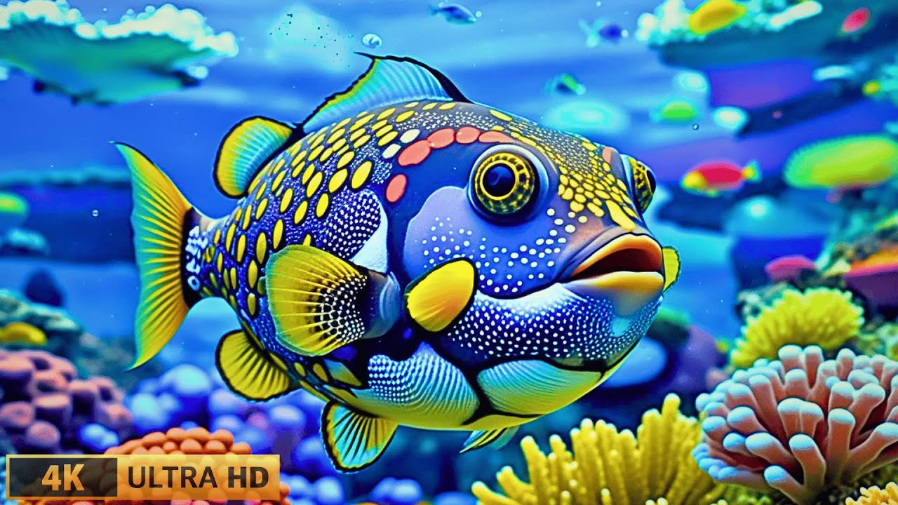 Aquarium 4K VIDEO (ULTRA HD) - Beautiful Coral Reef Fish & Jellyfish ...