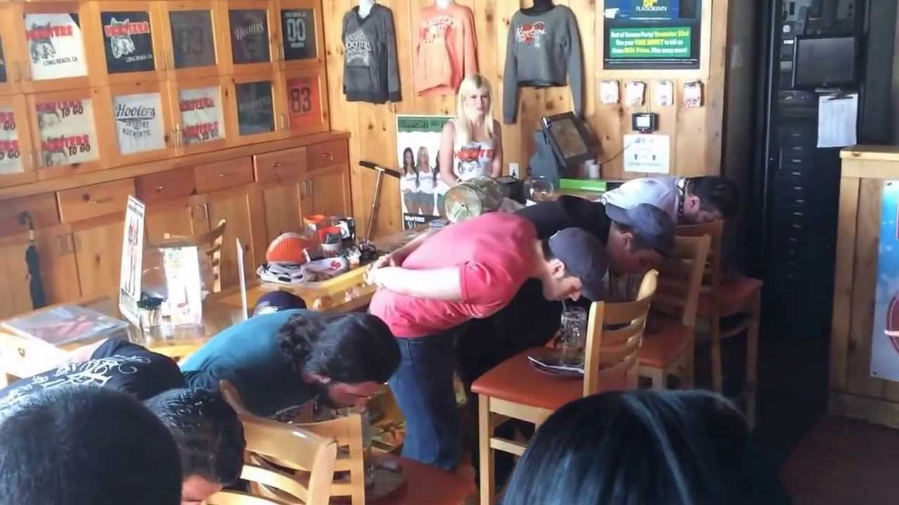 EJ Wins Hooters Beer Chugging Contest - YouTube