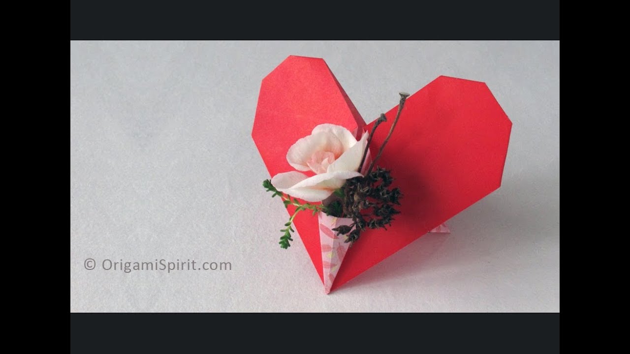 A Paper Heart - A Flower Vase - A Valentine's Gift - YouTube
