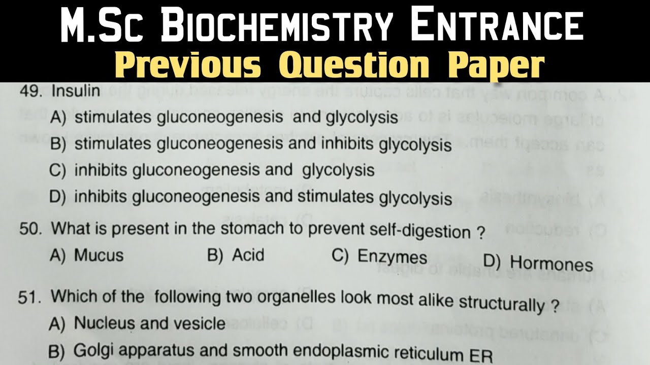 Msc Biochemistry Entrance Exam Previous Year Question Paper Kerala Msc Biochemistry Entrance Exam Previous Year Question Paper Kerala