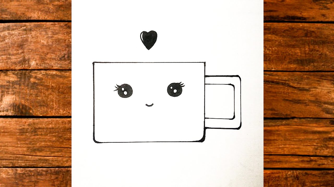 How to draw a cute coffee cup || easy drawing || Drawing for beginners ...