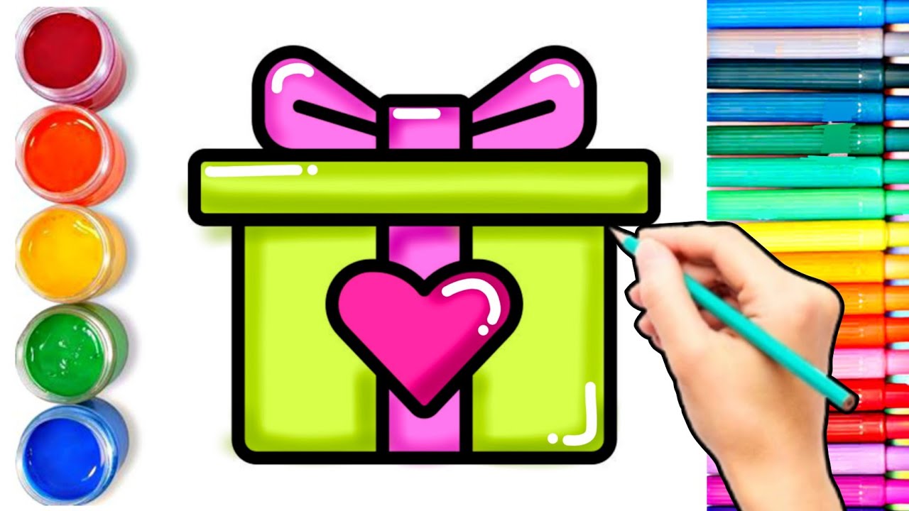 How to draw easy gift box drawing - YouTube