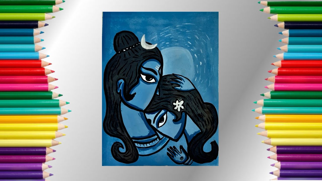 Maha shiv ratri mahadev and parbati painting / water color drawing ...