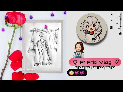 How to draw women with jhula ️ ️ - YouTube