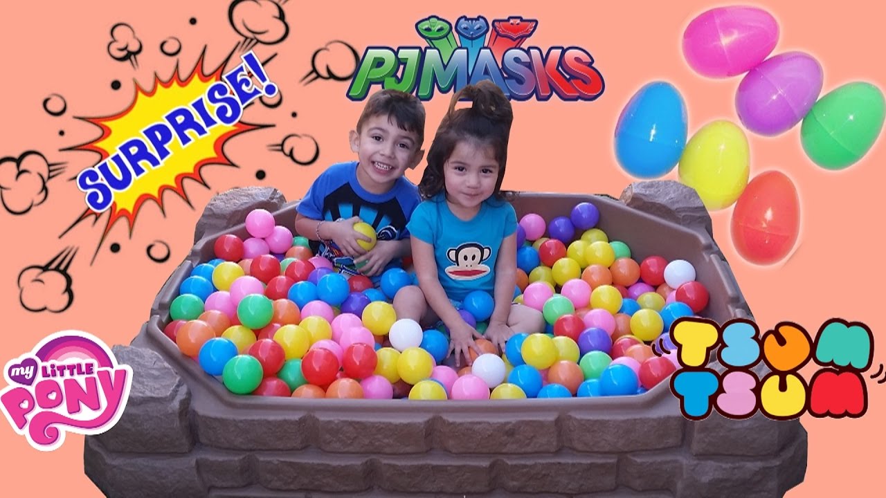 HUGE BALL PIT Surprise Toys Surprise Eggs Blind Bags Disney Tsum Tsums ...