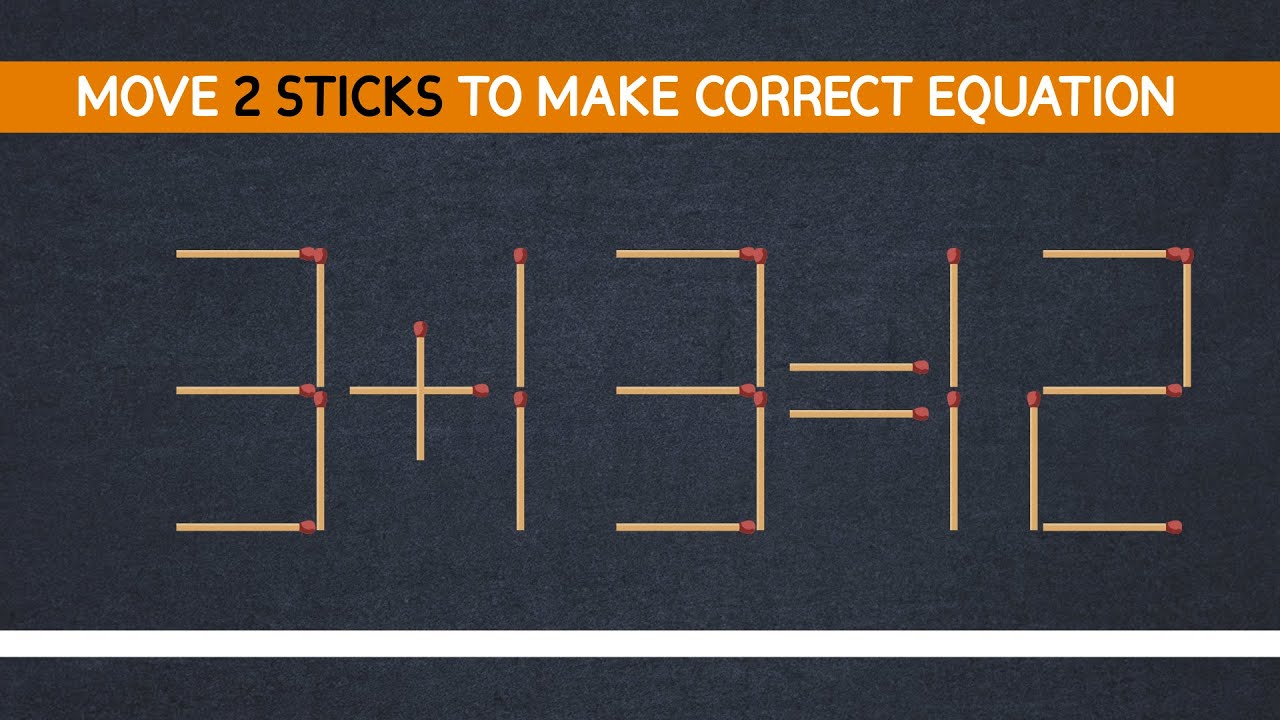 Matchstick Puzzle || Move 2 Sticks to Correct Equation #viral#puzzles# ...