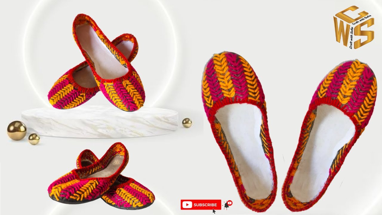 জুতার মধ্যে উল সুতার ডিজাইন @ Craft with Sufia @ Simple Crochet Slipper ...