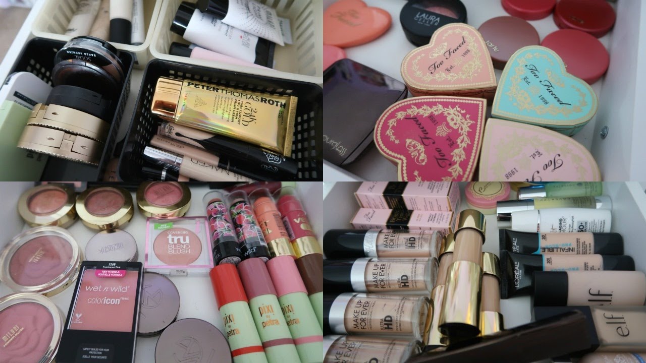 MAKEUP DECLUTTER 2017 | FACE PRODUCTS - YouTube