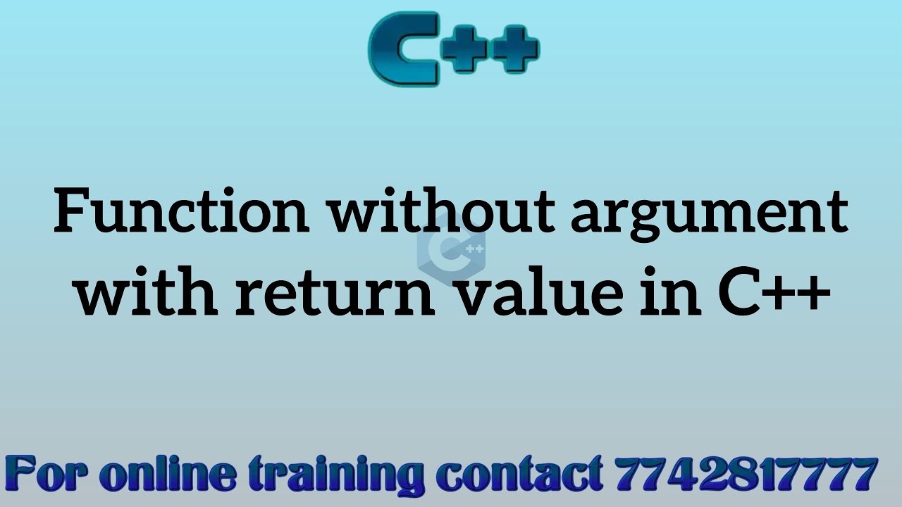 Function Without Argument With Return Value In C Youtube