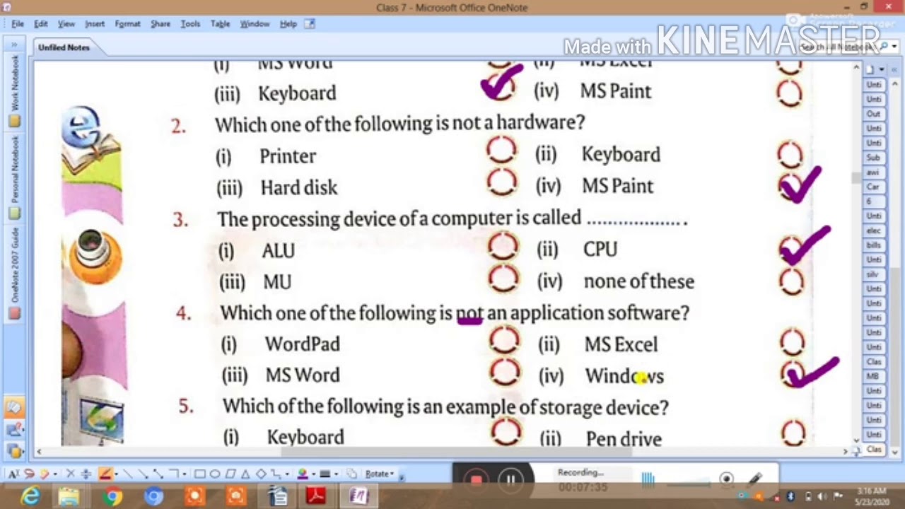 Computer Class 7 Lesson 1 Exercise Youtube 8342