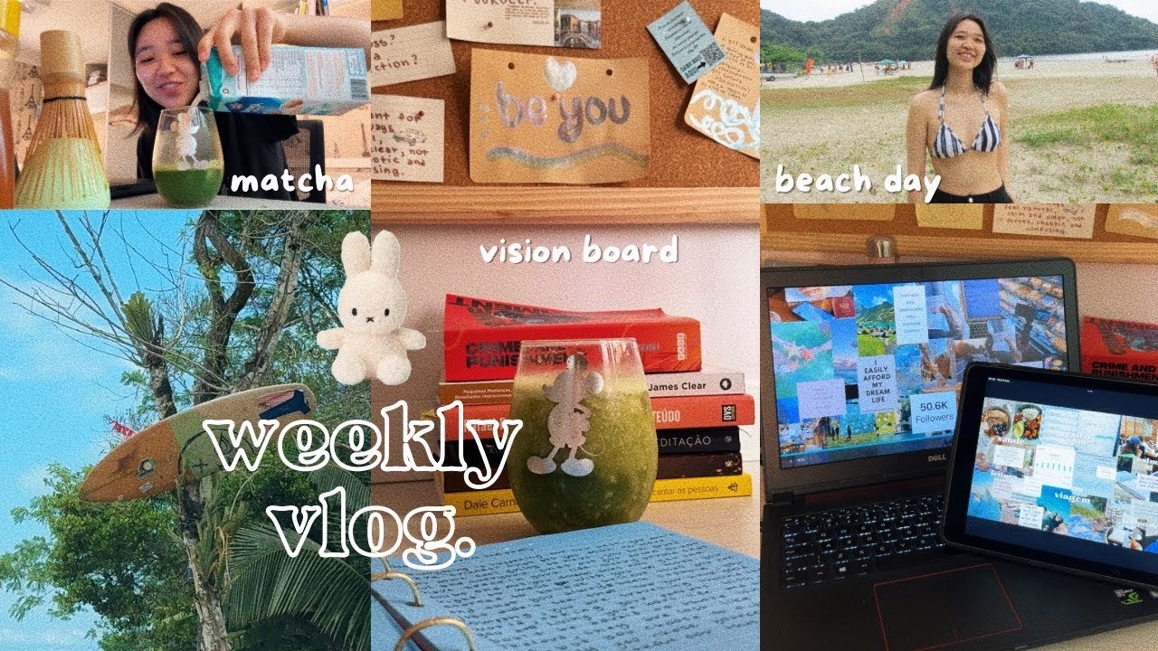 vlog ˖°. criando meu vision board, manhã com matcha, dia na praia ...