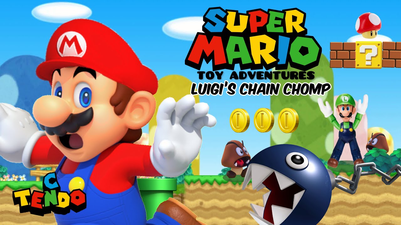 LUIGI’S PET CHAIN CHOMP IS TRYNG TO EAT MARIO!!! | SUPER MARIO TOY ...