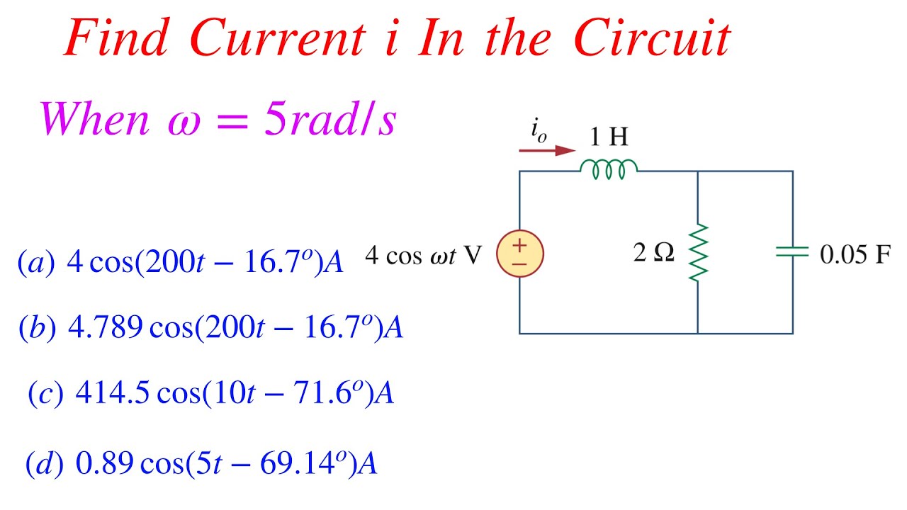 How To Find Current || At 5 Radians, Angular Frequency || Circuit ...