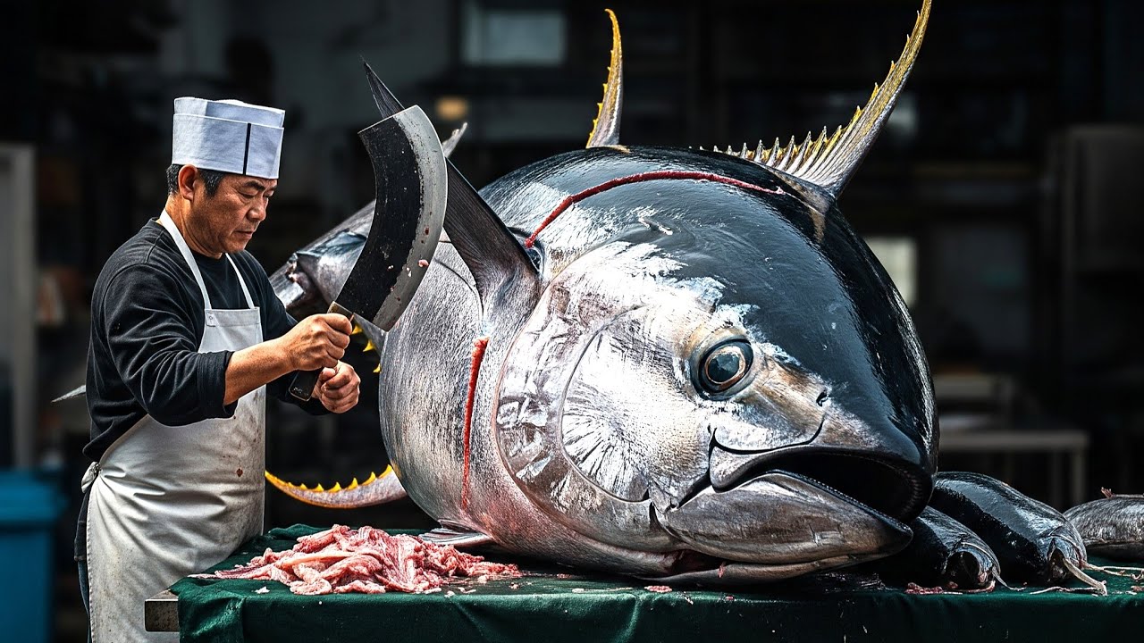 475kg BLUEFIN TUNA BEAST Meets the Ultimate Blade #GiantTuna - YouTube