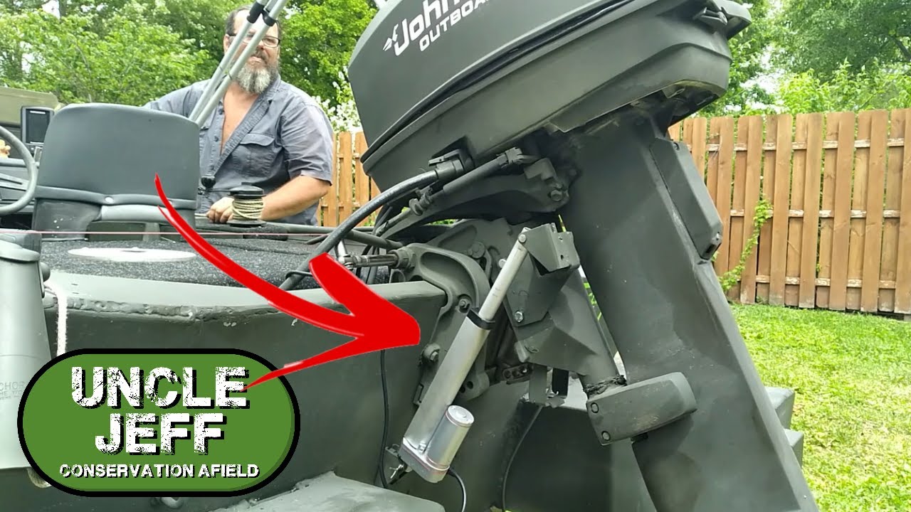 add tilt to outboard with $40 actuator from Ebay - YouTube