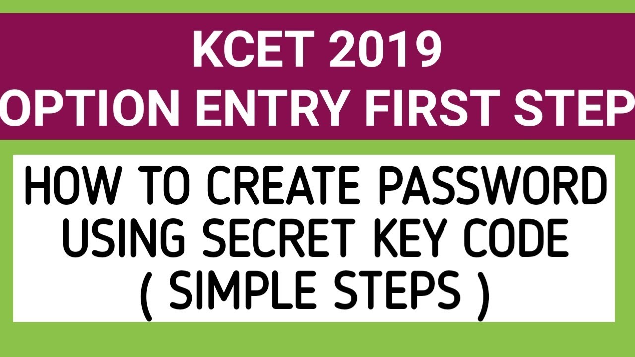 How to create password and login for KCET option entry - YouTube