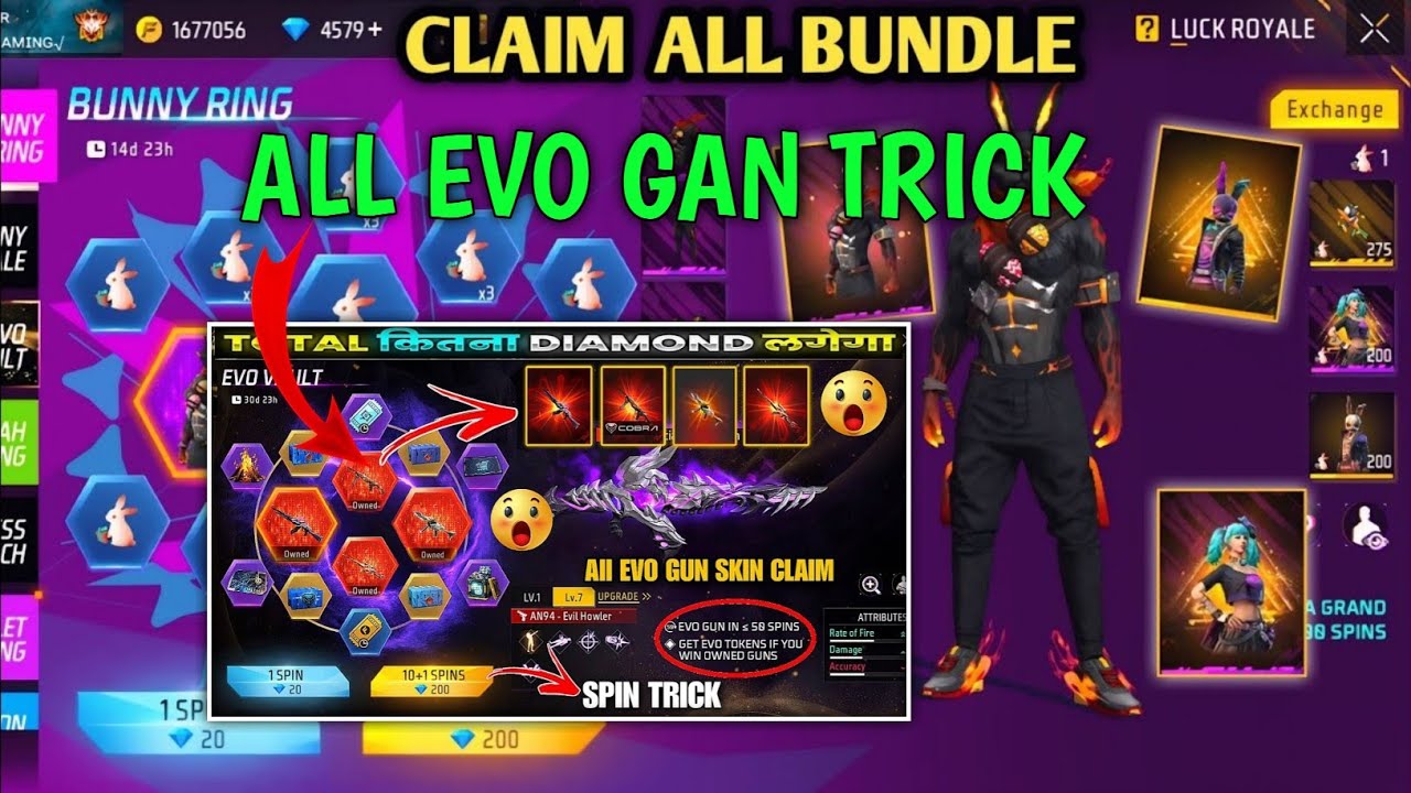 I GOT ALL BUNNY BUNDLE AND EVO GAN | FREE FIRE NEW EVENT| FF NEW EVENT ...