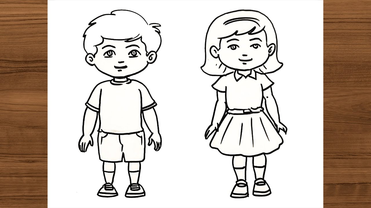 Drawing A Boy and A Girl / Coloring Pages / Pencil Sketch for Beginners ...