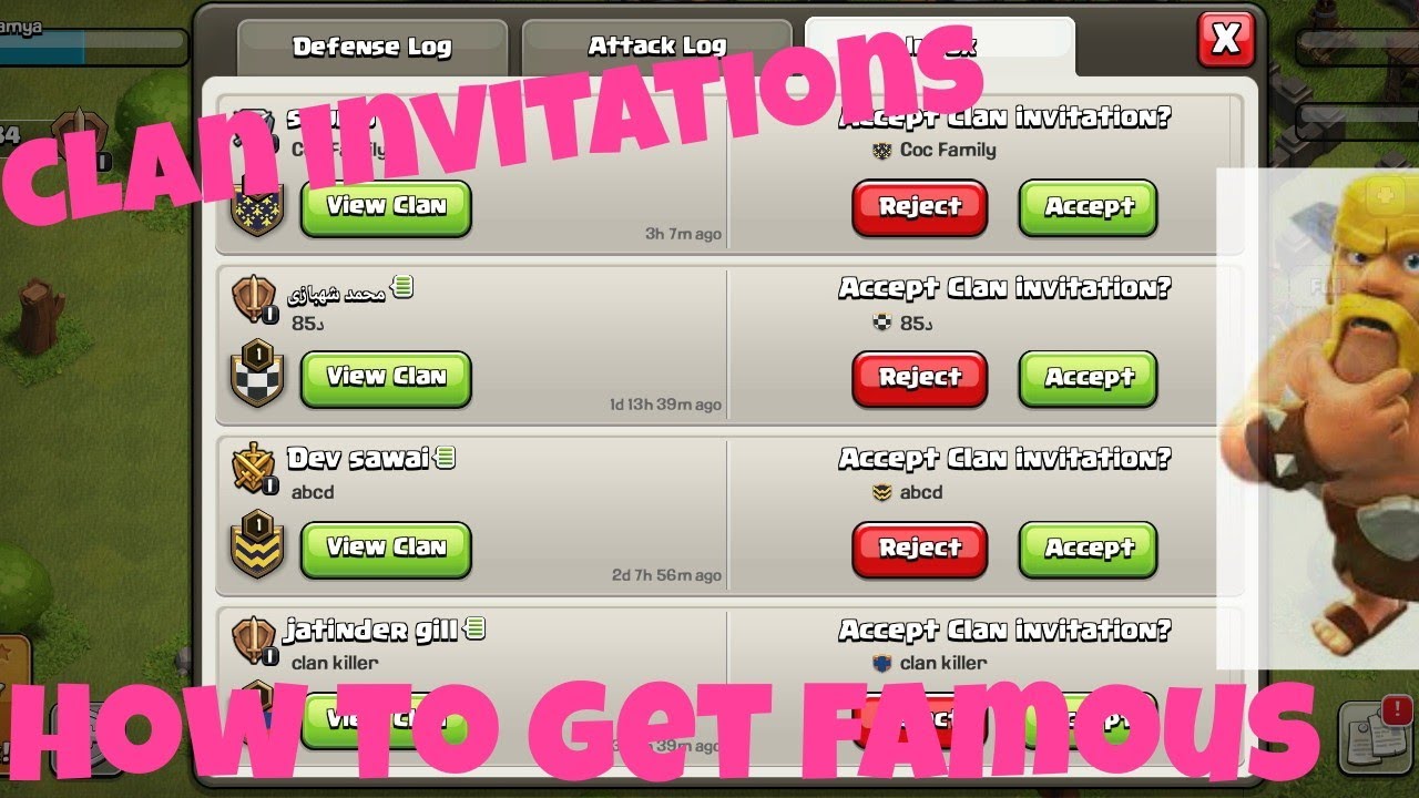 How to become famous in clash of clans. How to get clan invitations in ...