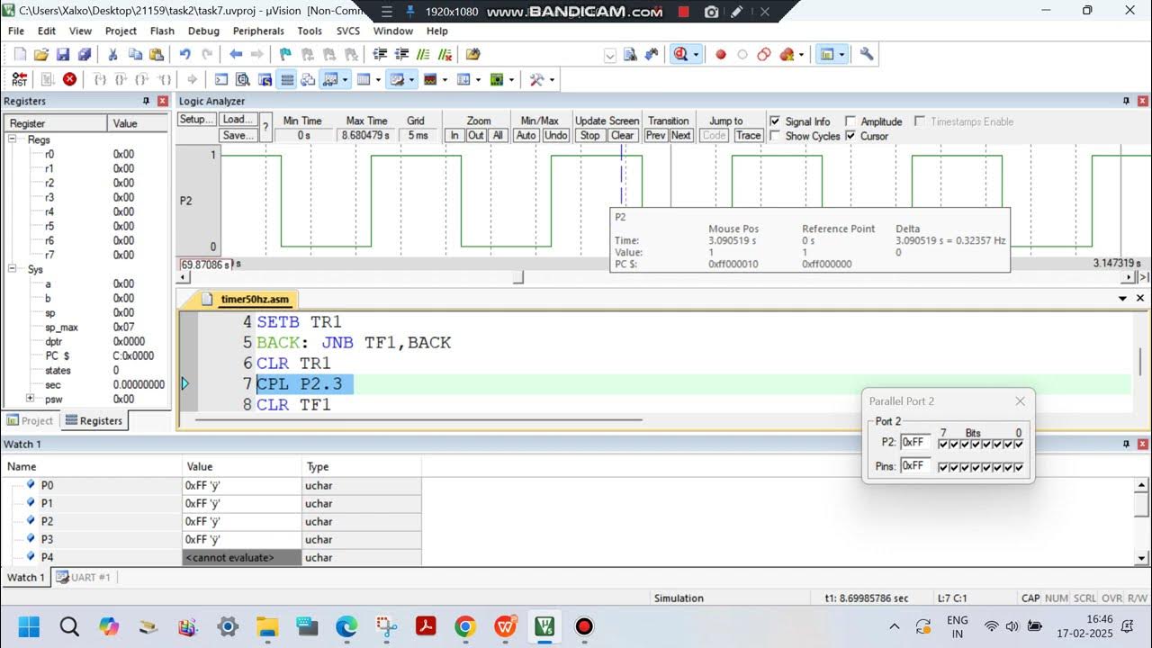 Frequency 50 Hz square wave Timer Microcontroller 8051 Simulation Keil Microvision - YouTube