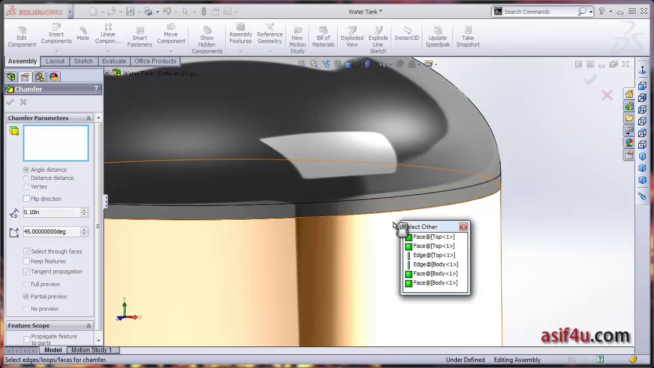 Solidworks Advanced Assemblies Bangla 10 Use chamfer in assembly level ...