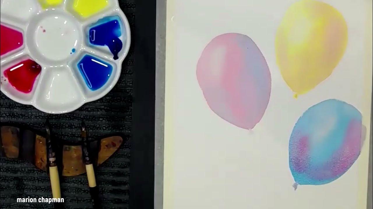 Watercolour balloons | 3 transparent colours |Step by step - YouTube