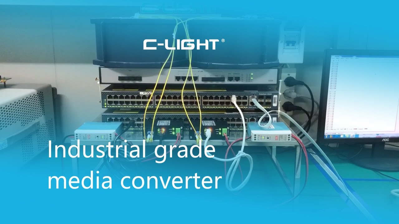 Ping test of C-light industrial grade media converter - YouTube