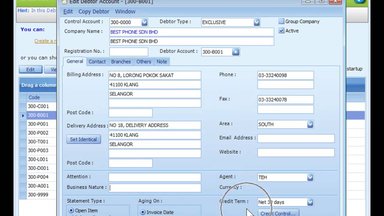 09 - AutoCount Debtor & Creditor Maintenance - YouTube