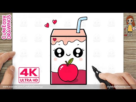 How to Draw a Cute Apple Juice Box  | Cute Easy Juice Drawing for Kids and Toddlers
