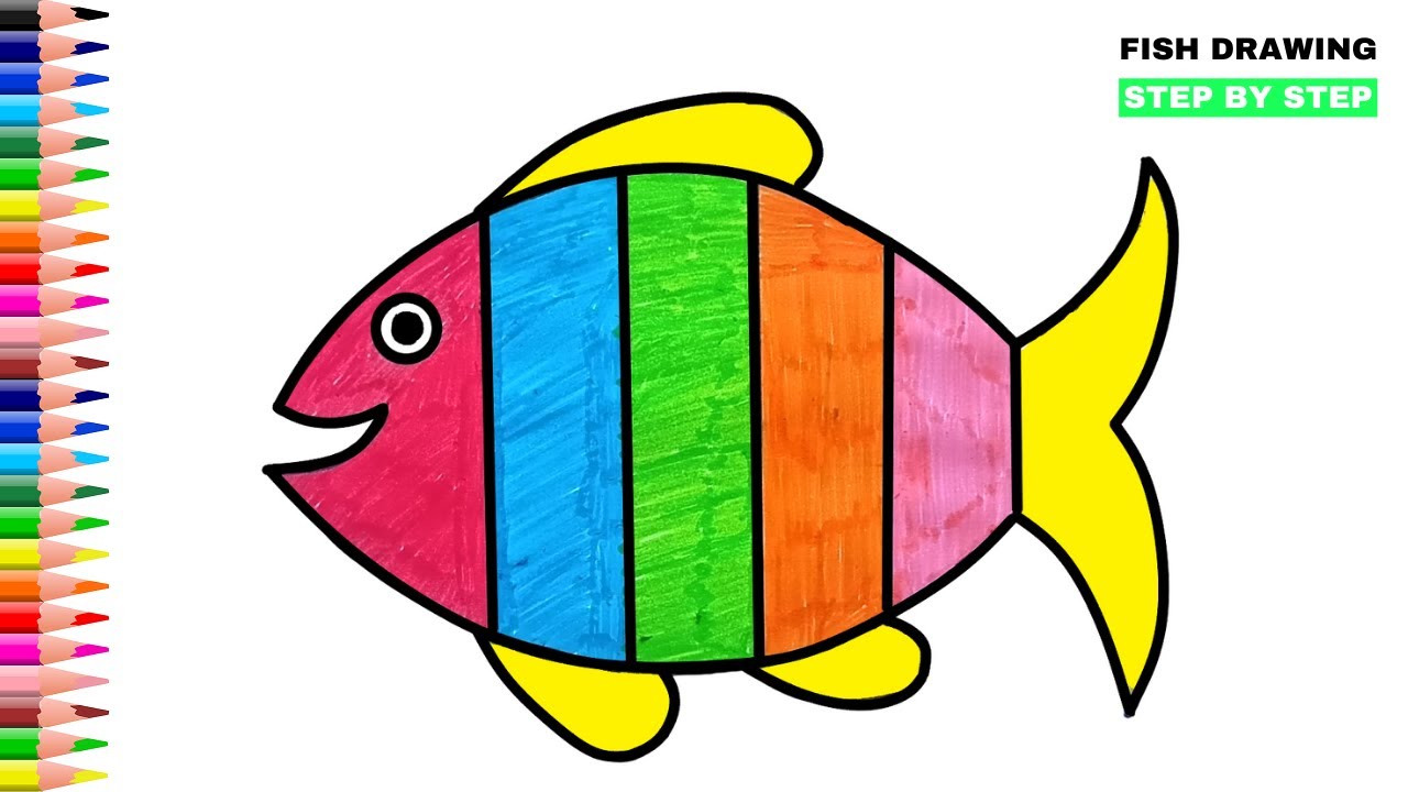 Fish drawing easy – How to draw fish easy – Fish drawing for kids ...