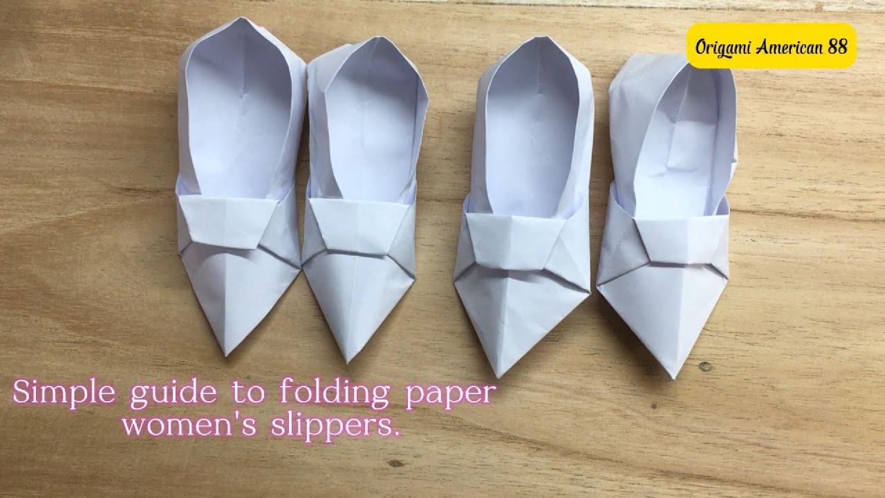 Simple guide to folding paper women's slippers - YouTube