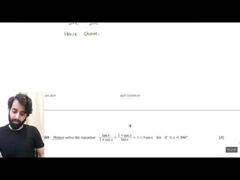 IGCSE/GCE O Level - Add Math - Trigonometric Identities - Past Paper Question (Part 2) - YouTube