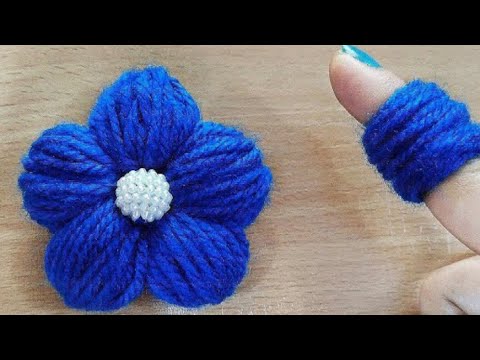DIY woolen thread flower maker/ Easy and quick woolen flower making ...
