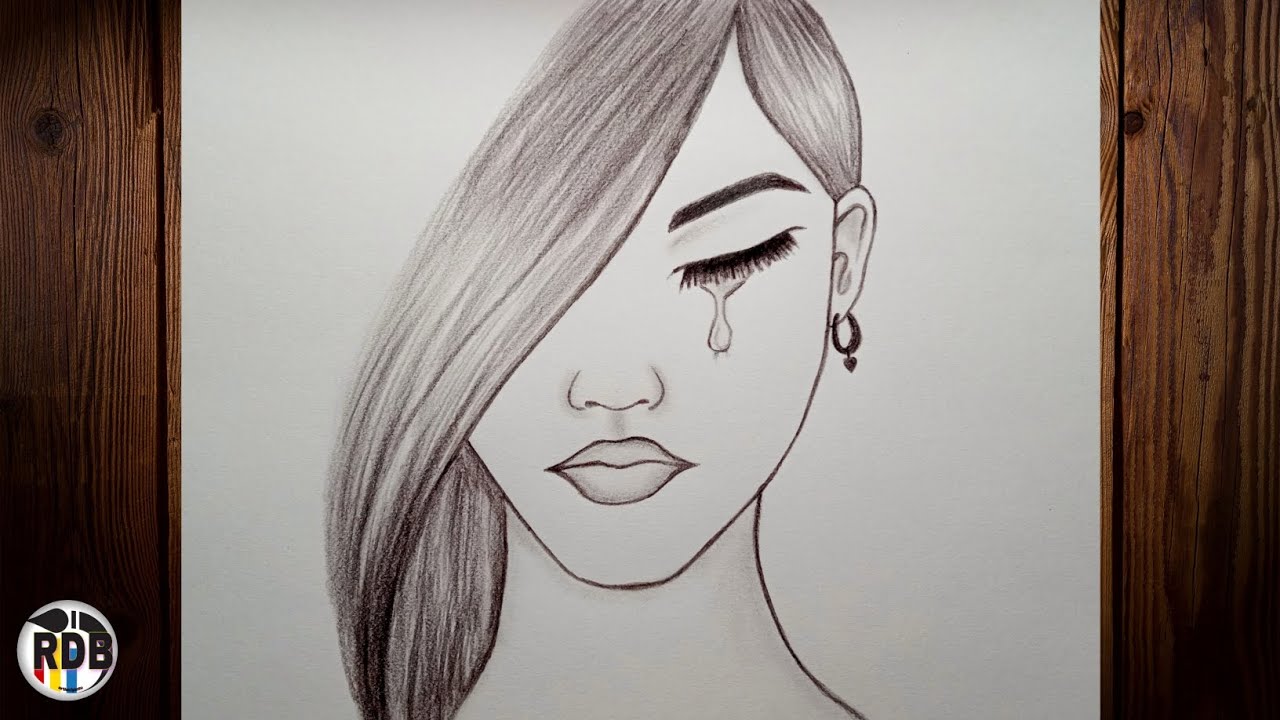Very Easy Sad Girl Drawing - Crying Girl Drawing - How to Draw a ...