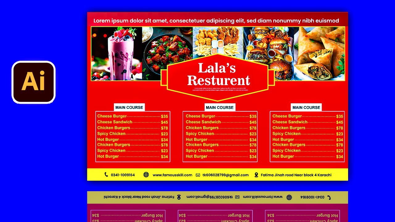 How to Design a Restaurant Menu in Adobe Illustrator | Step-by-Step ...