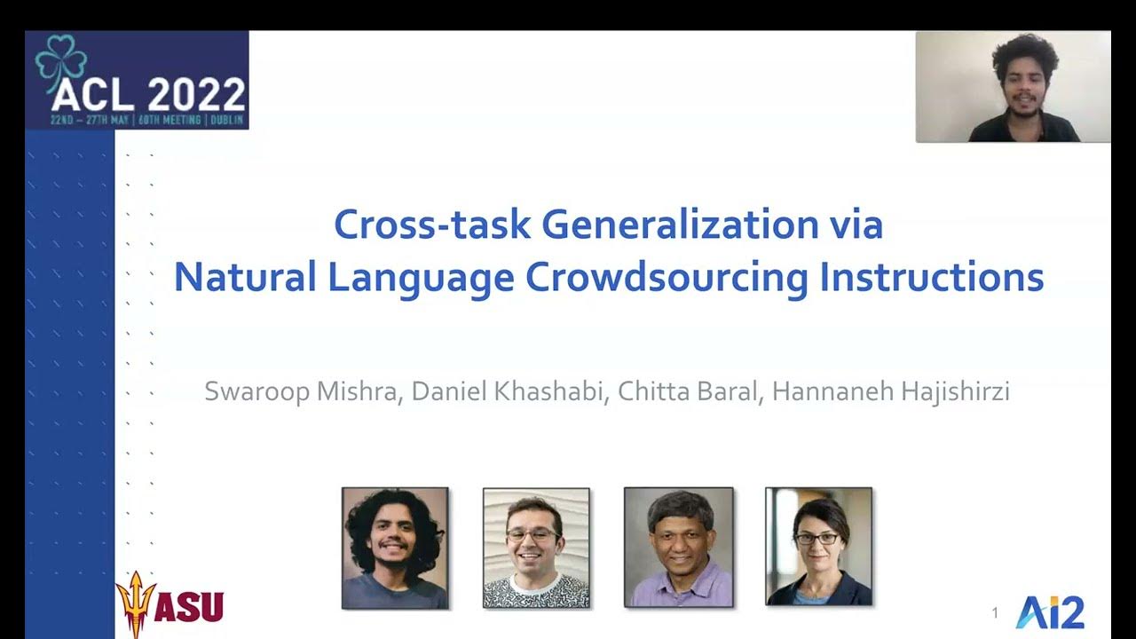 Cross-Task Generalization via Natural Language Crowdsourcing Instructions - YouTube