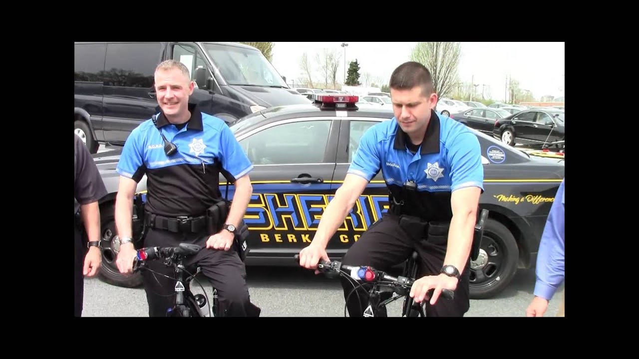 Berks County Sheriff Eric Weaknecht & Deputies Receive Bicycles - YouTube