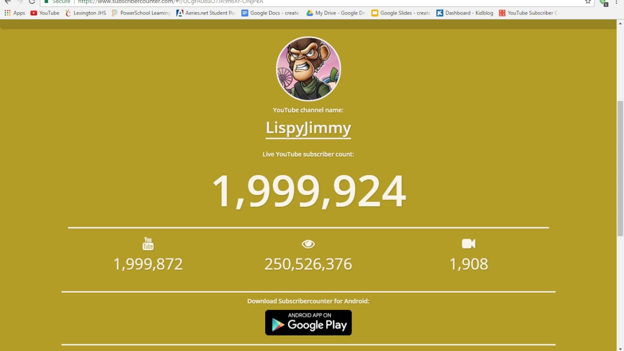 LispyJimmy Hits 2 Mil! (Live Sub Count) - YouTube