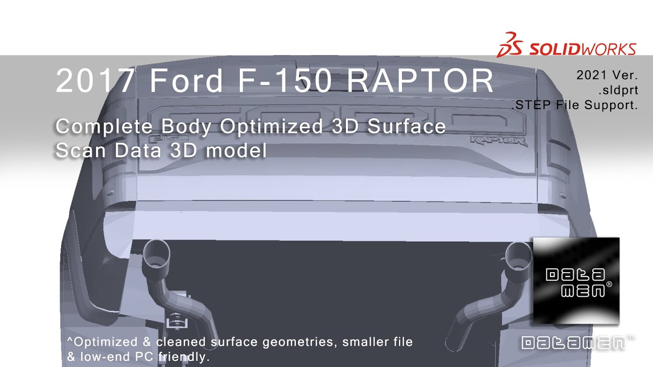 2017 Ford F-150 RAPTOR Complete Exterior Body Optimized 3D Surface Scan ...
